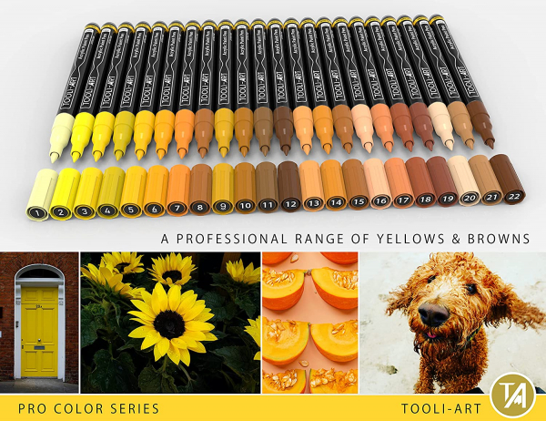 Acrylic Paint Pens 22 Yellow & Brown Tones Assorted Pro Color Series ...